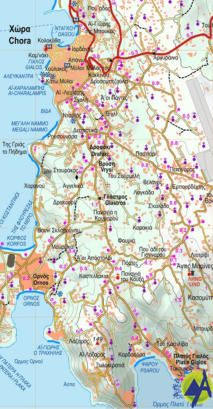 Karta Délos Mýkonos Rheneia Rínia Grekland Anavasi - Kartkungen Sverige AB
