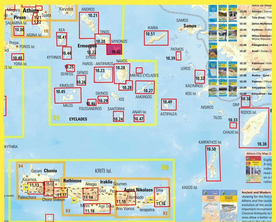 Karta Délos Mýkonos Rheneia Rínia Grekland Anavasi - Kartkungen Sverige AB